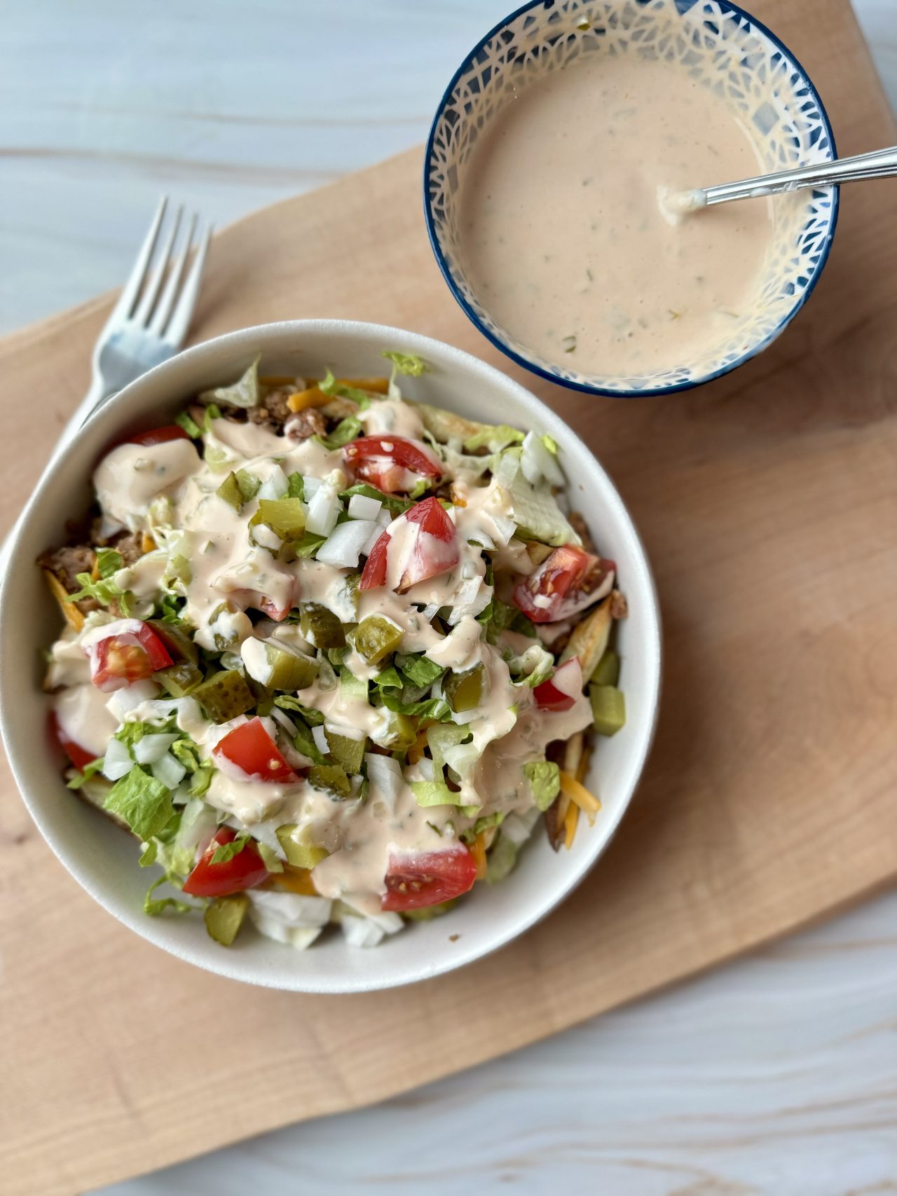 Big Mac Loaded Fries (vegetarian) | Harvest Table Nutrition
